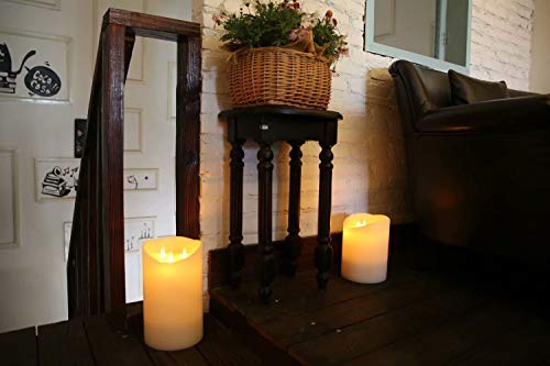 NONNO & ZGF XL-Flameless Wax 6inch High Candle with 3 - Wicks Moving, Led Battery Operated Candles with Remote Control and Timer Function, Ivory