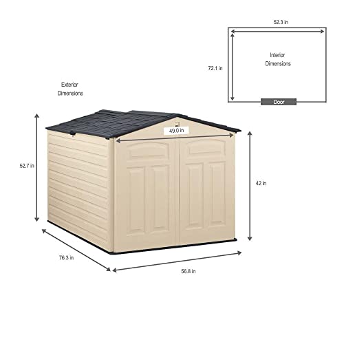 Rubbermaid Slide-Lid Resin Weather Resistant Outdoor Storage Shed, 6 x 3.75 feet, 96 cu. ft., Olive/Sandstone, for Garden/Backyard/Home/Pool