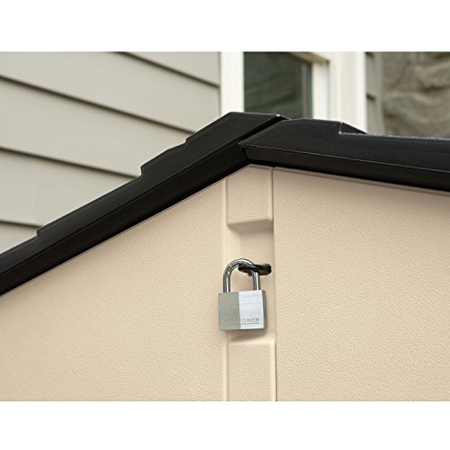 Rubbermaid Slide-Lid Resin Weather Resistant Outdoor Storage Shed, 6 x 3.75 feet, 96 cu. ft., Olive/Sandstone, for Garden/Backyard/Home/Pool