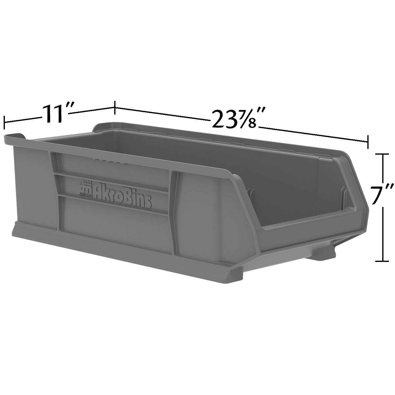 Akro-Mils 30286 Super-Size AkroBin Heavy Duty Stackable Storage Bin Plastic Container, (24-Inch L x 11-Inch W x 7-Inch H), Red, (4-Pack)