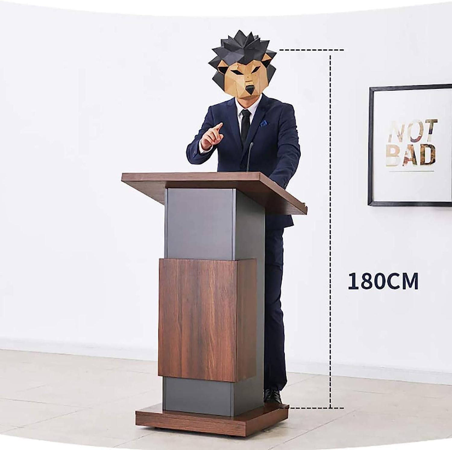 Podium Stand Luxury Lecterns Mobile Wooden Podium Inclined Floor Lectern with Locking Wheels Reception Desk 60 * 70 * 118cm Podium Stand Has Many uses