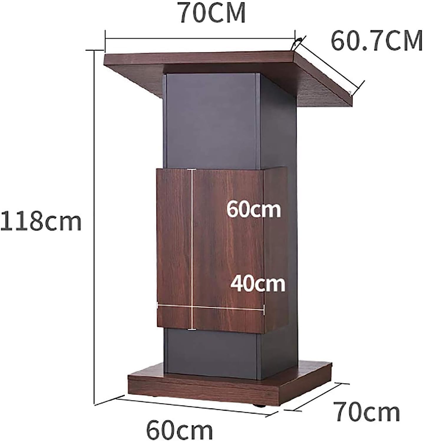 Podium Stand Luxury Lecterns Mobile Wooden Podium Inclined Floor Lectern with Locking Wheels Reception Desk 60 * 70 * 118cm Podium Stand Has Many uses