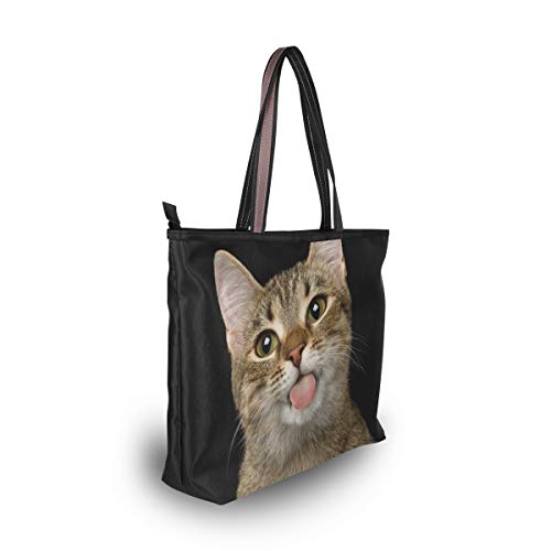 My Daily Women Tote Shoulder Bag Funny Happy Cat Handbag Medium
