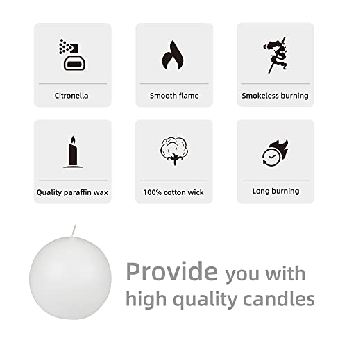 Zest Candle 2-Piece Ball Candles, 4-Inch, White Citronella