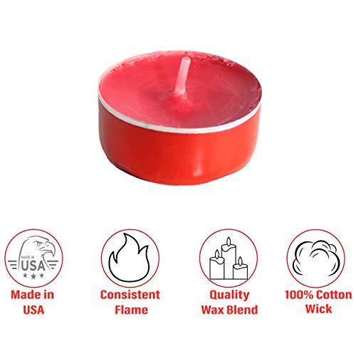 CandleNScent Richly Scented Tealight Candles, 30 Pack Tea Lights - Valentines Day | Red Rose Petals Fragrance - Floral Collection, Made in USA.