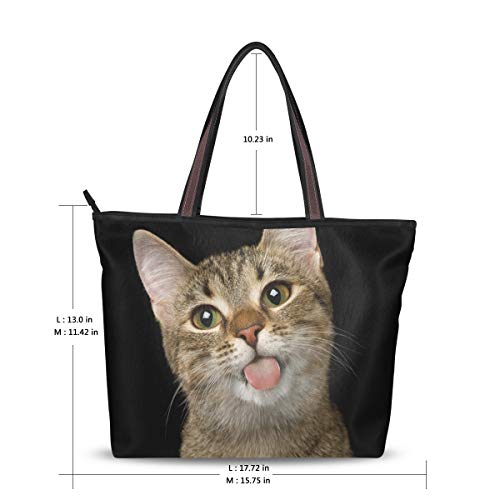 My Daily Women Tote Shoulder Bag Funny Happy Cat Handbag Medium