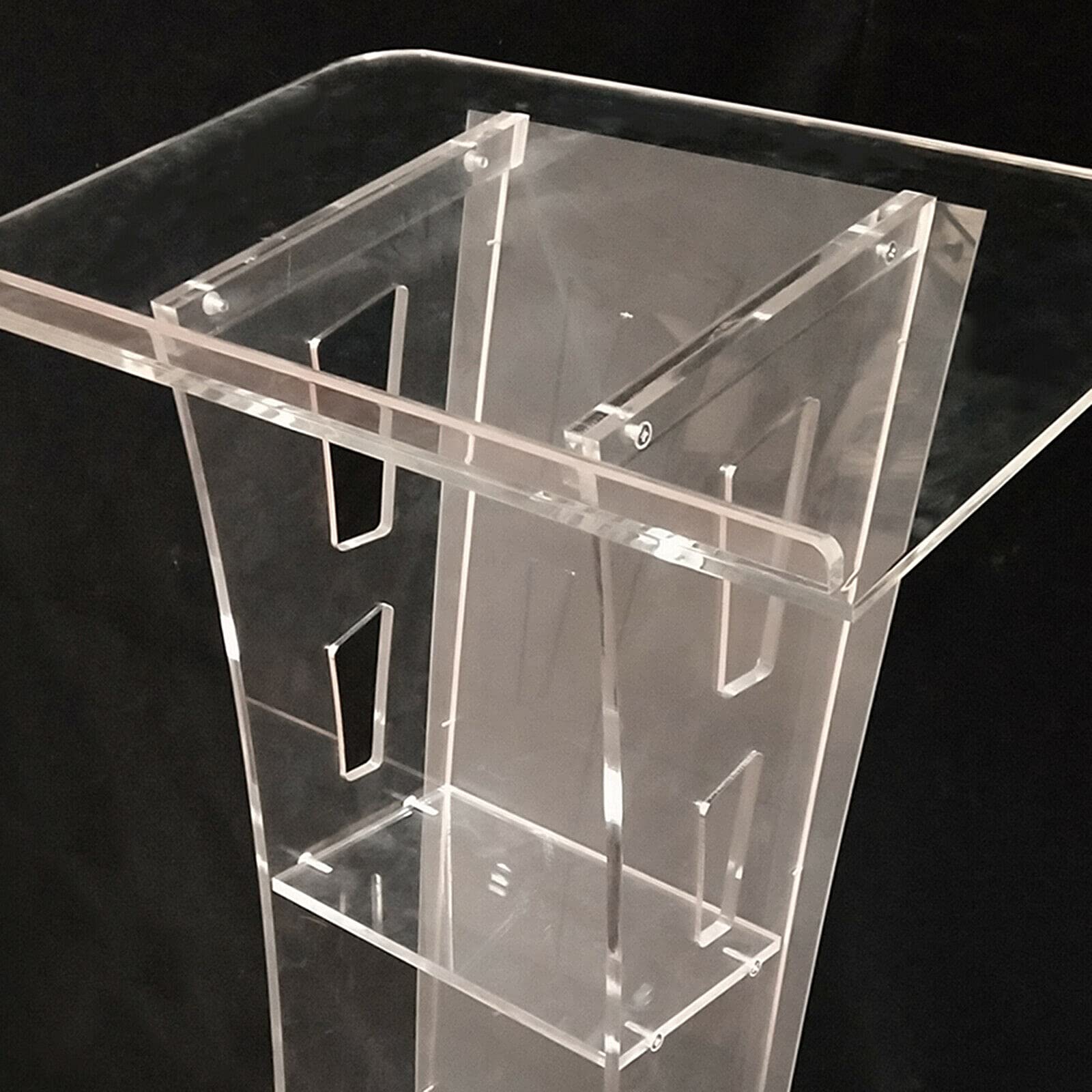 CNCEST Acrylic Podium Pulpit Plexiglass Transparent Stand Lectern 110cm for Conference (23.62x15.75x43.31 Inch), Clear