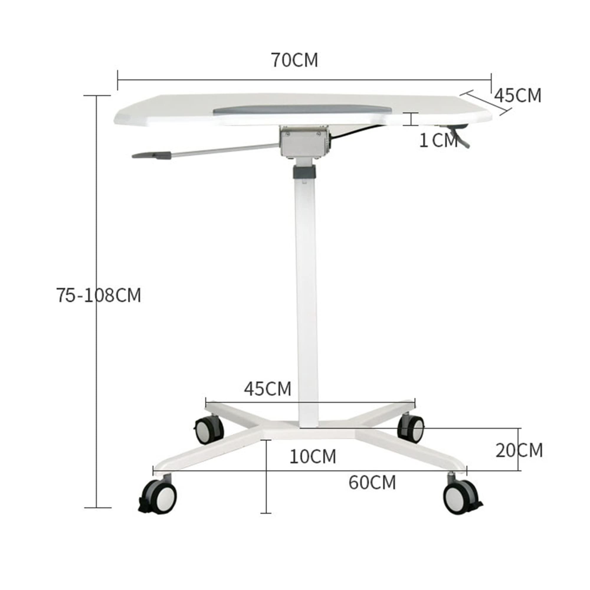MObyat Lectern Podium Stand,Lectern Podium Stand,Mobile Lecture Podium Stand, Height and Angle Adjustable, Portable Presentation Concert Podium for Church and Classroom/White/Height 75/108cm