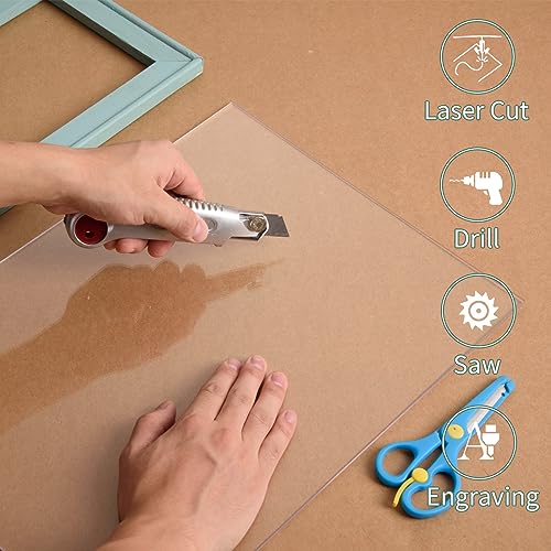 3 Pack Clear Acrylic Sheets Cast Plexiglass 12x16x1/8 Inch-3 mm Clear Plexiglass Plastic Sheet Transparent Acrylic PET Boards Panel Glass Replacement for Craft, Photo Frame, DIY Display Projects, Sign