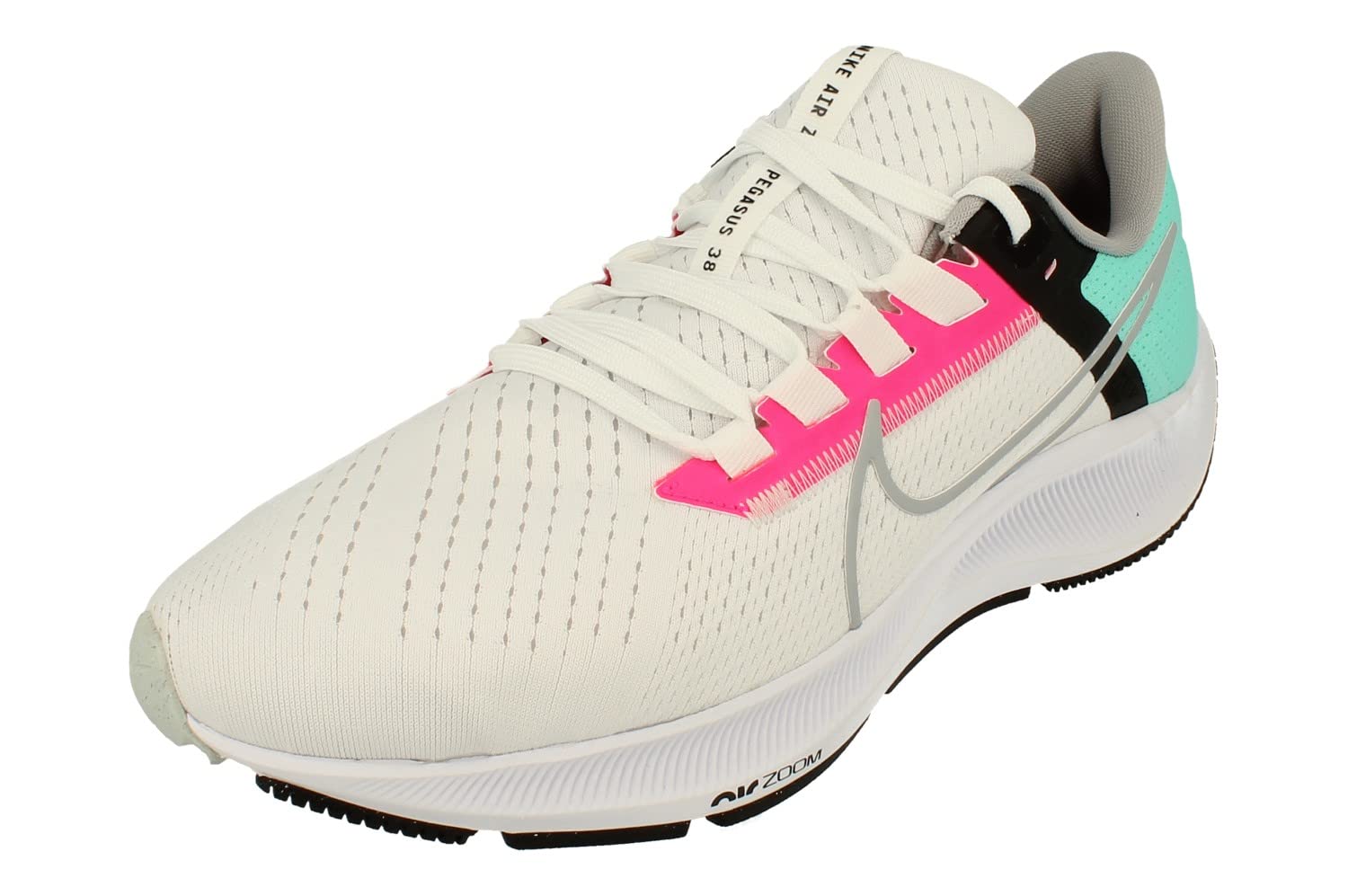 Nike Air Zoom Pegasus 38 Mens Running Trainers CW7356 Sneakers Shoes (UK 11 US 12 EU 46, White Wolf Grey Hyper Pink 102)