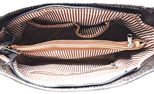 Tooled Leather Laser Cut Flower Feather Purse Studs Country Western Handbag Women Shoulder Bag Wallet Set (Coffee 2)