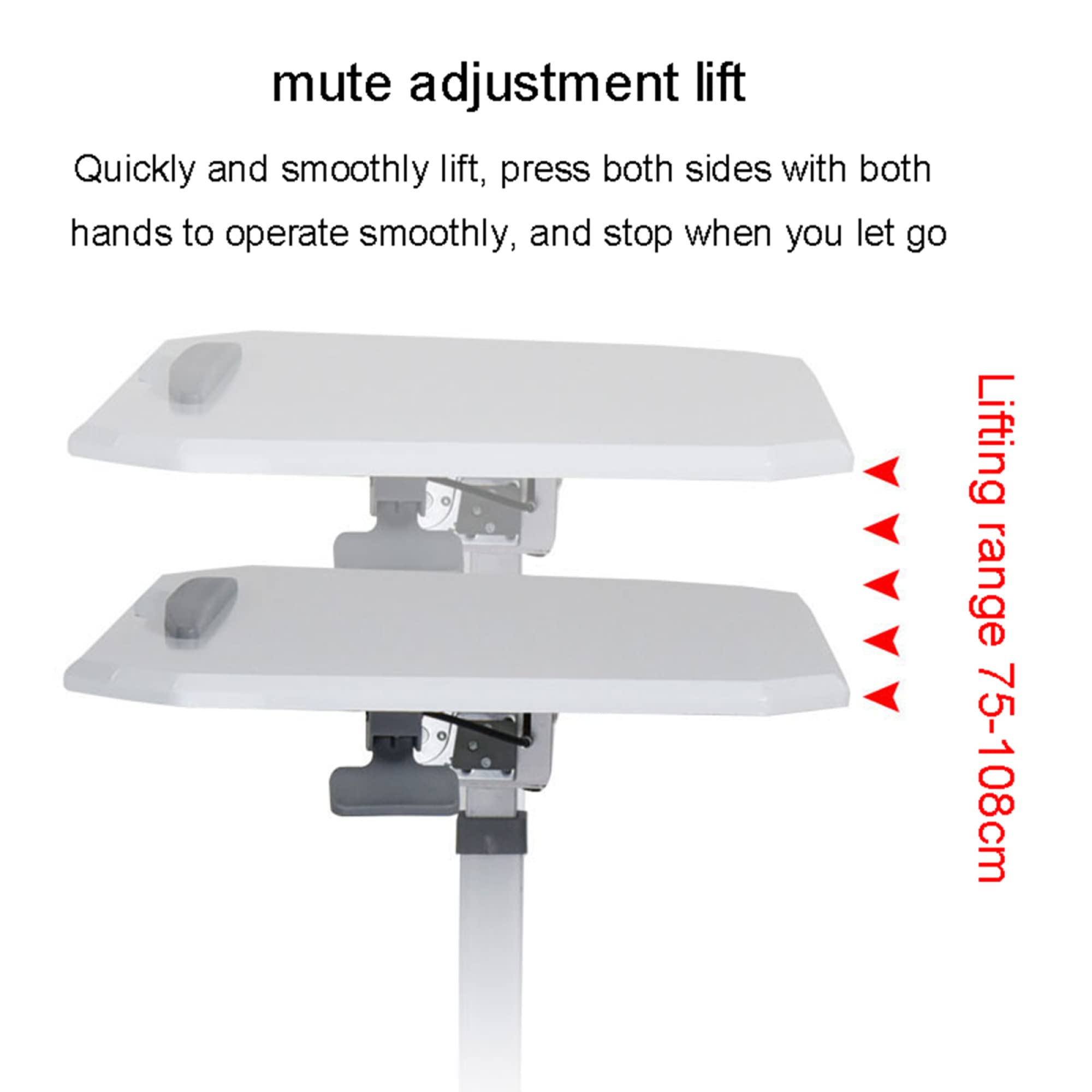 MObyat Lectern Podium Stand,Lectern Podium Stand,Mobile Lecture Podium Stand, Height and Angle Adjustable, Portable Presentation Concert Podium for Church and Classroom/White/Height 75/108cm
