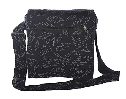 Jayli Cotton Square Shoulder Bag with Printed Bear, Bolt, SYF | Grateful Dead | GD-B117-BOLT