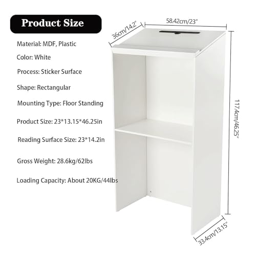 Podium Stand Modern Lecterns Wood Podium Stand Floor Standing Teacher Podiums W/Spacious Shelves Reception Desk Portable Podium Stand Has Many uses