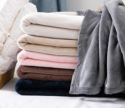 EMME Velvet Fleece Twin Blanket Quality High-Density Bed Blankets for Couch Silky Soft Twin Blankets Premium Cozy Fleece Blankets and Throws Lightweight and Warm for All Season (Grey, 60" x 80")