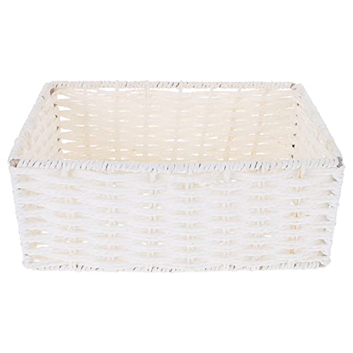 IMIKEYA Water Hyacinth Storage Baskets Woven Storage Basket Key Holder Shelf Basket Drawer Organizer Square Storage Basket Toilet Roll Basket