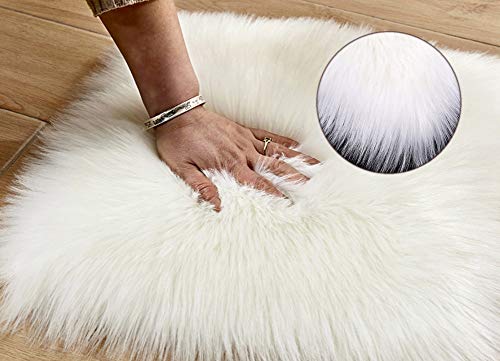 Soft Faux Sheepskin Fur Rug, Oval Small Sized Floor Area Shag Sofa Cover,Bedside Kitchen Living Room Nursery Mat Gold 19"x31"