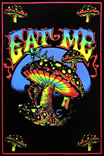 Pyramid America Eat Me Magic Mushroom Poster Retro Art UV Black Light Blacklight Trippy Psychedelic Aesthetic Home Living Room Office Bedroom Adult Magical Decorative Dope