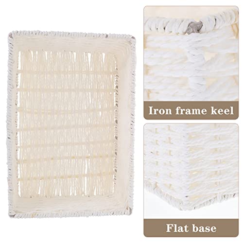 IMIKEYA Water Hyacinth Storage Baskets Woven Storage Basket Key Holder Shelf Basket Drawer Organizer Square Storage Basket Toilet Roll Basket