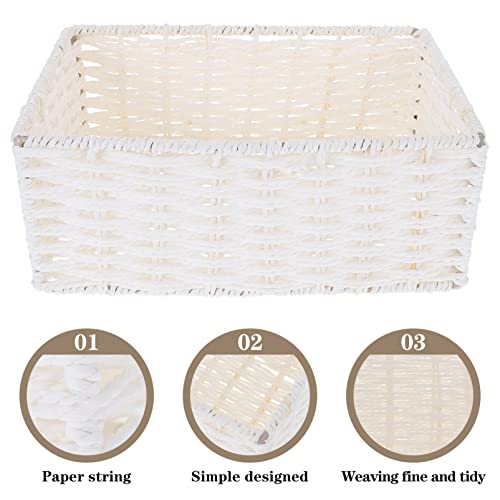 IMIKEYA Water Hyacinth Storage Baskets Woven Storage Basket Key Holder Shelf Basket Drawer Organizer Square Storage Basket Toilet Roll Basket
