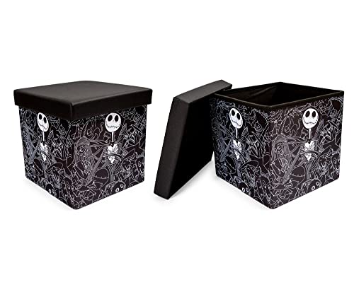 Disney The Nightmare Before Christmas Jack Skellington 15-Inch Storage Bin Cube Organizers, Set of 2 | Fabric Basket Container, Cubby Closet Organizer, Home Decor for Playroom | Gifts And Collectibles