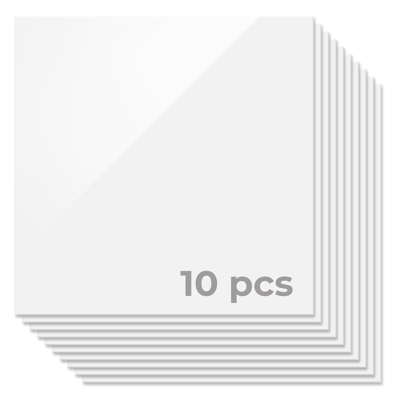 xTool Selected White Opaque Glossy Acrylic Sheets, 12" x 12" Plexiglass Sheets 1/25 inch Thick, 10-Piece Plastic Sheets Acrylic Blank Boards Panel for Laser Cutting & Engraving Decor, Crafts, Signs