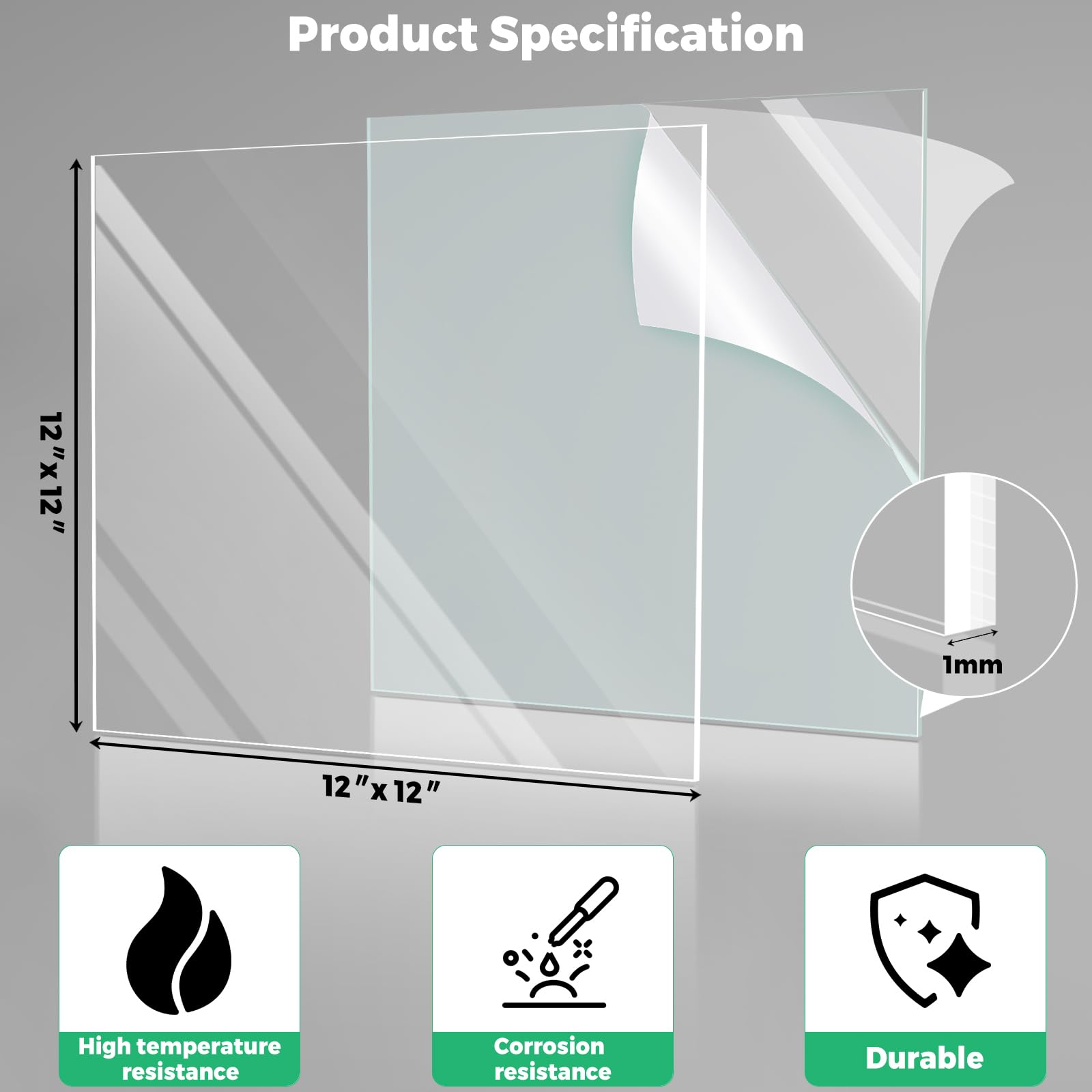 Plexiglass Sheets Clear Acrylic Sheets - 6 Pieces of CreGear 12" x 12" 0.04" Thick Transparent Plexi Glass, for Craft, Photo Frame, Signs, DIY Display Projects - Cut to Size with Laser or Saw Tools