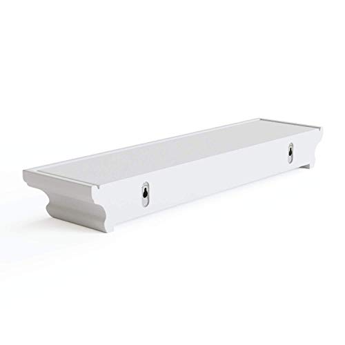Ballucci Set of 2 Classic Floating Wall Shelves, Wooden Wall Mounted Ledges for Living Room, Bedroom, Bathroom, Kitchen, Office; 16 Inches - White