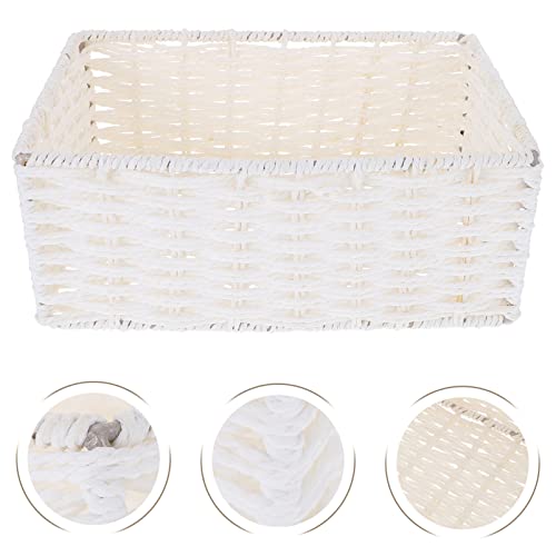 IMIKEYA Water Hyacinth Storage Baskets Woven Storage Basket Key Holder Shelf Basket Drawer Organizer Square Storage Basket Toilet Roll Basket