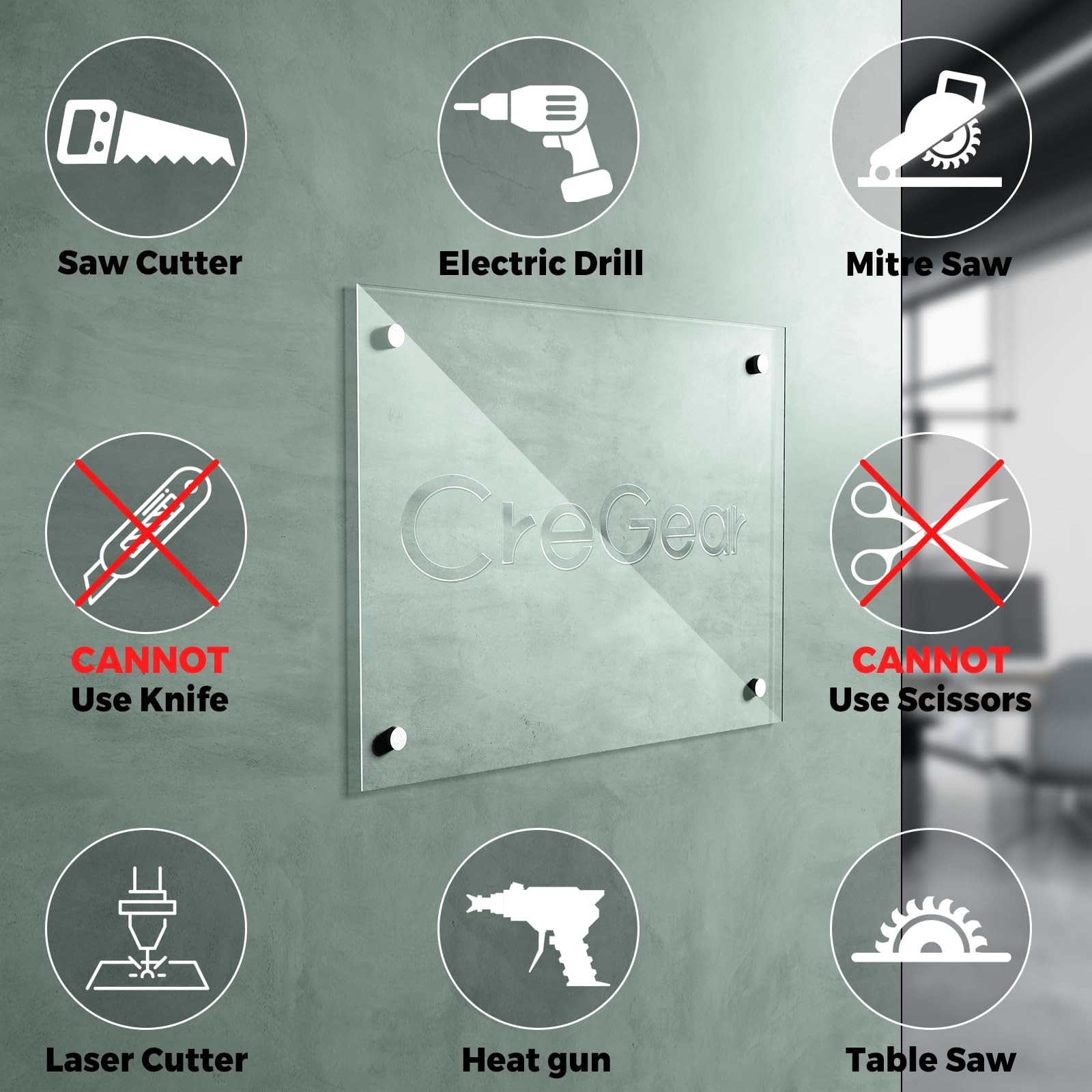 Plexiglass Sheets Clear Acrylic Sheets - 6 Pieces of CreGear 12" x 12" 0.04" Thick Transparent Plexi Glass, for Craft, Photo Frame, Signs, DIY Display Projects - Cut to Size with Laser or Saw Tools