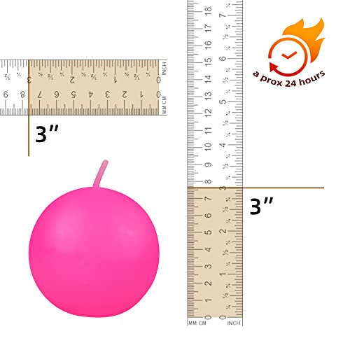 Zest Candle 6-Piece Ball Candles, 3-Inch, Hot Pink
