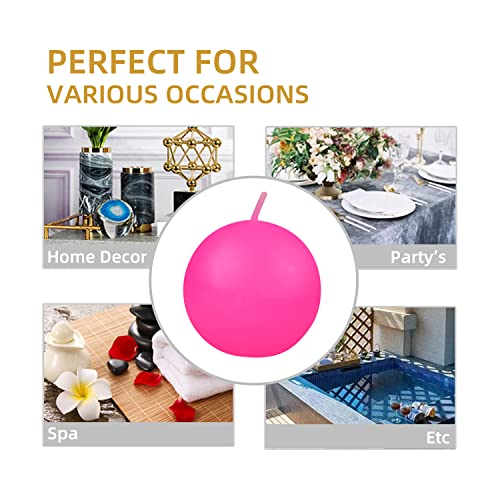 Zest Candle 6-Piece Ball Candles, 3-Inch, Hot Pink