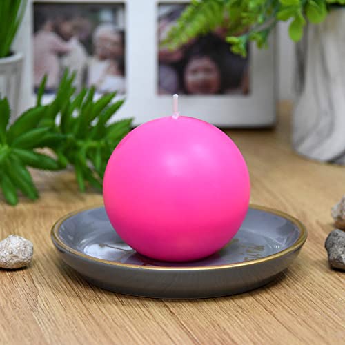 Zest Candle 6-Piece Ball Candles, 3-Inch, Hot Pink