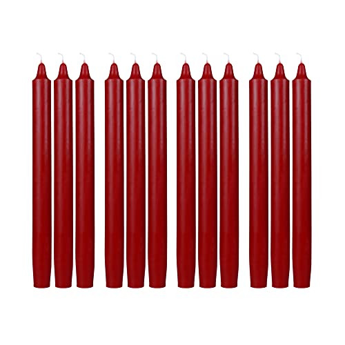 Zest Candle 12-Piece Taper Candles, 10-Inch, Red Straight