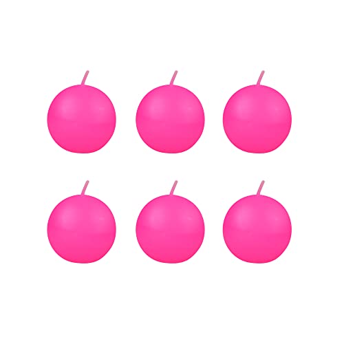Zest Candle 6-Piece Ball Candles, 3-Inch, Hot Pink