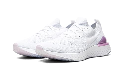 Nike Women's Epic React Flyknit Running Shoe, White/Pink/Black, 9.5