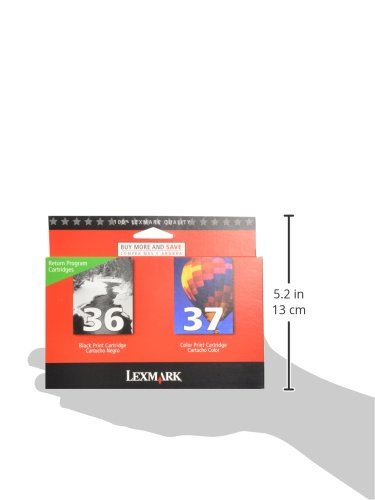 Lexmark 18C2229 36 & 37 X3650 X4650 X5650 X6650 X6675 Z2420 Ink Cartridge (Black & Color, 2-Pack) in Retail Packaging