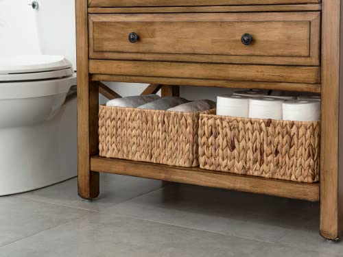 StorageWorks Handwoven Storage Baskets, Water Hyacinth Wicker Baskets for Organizing, Set of 3 (1PC Large, 2PCS Medium)