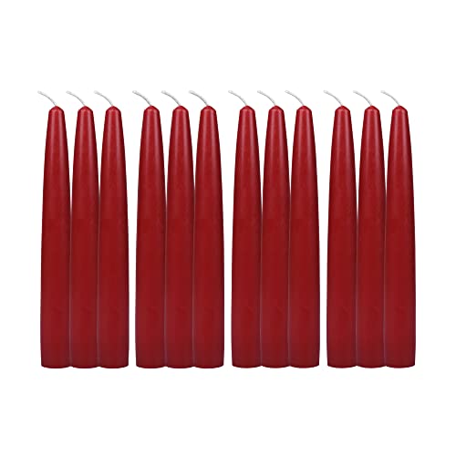 Zest Candle 12-Piece Taper Candles, 6-Inch, Red