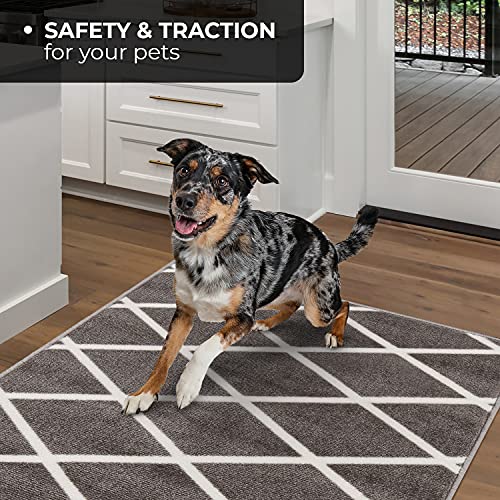 House, Home and More Skid-Resistant Carpet Indoor Area Rug Floor Mat β Diamond Trellis Lattice β Misty Gray & Linen White β 2 Feet X 3 Feet