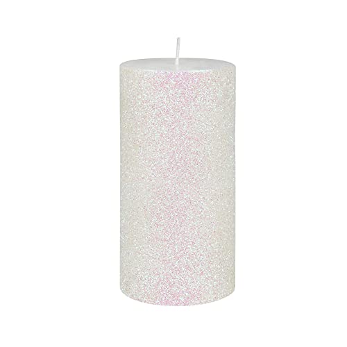 Zest Candle Pillar Candle, 3 by 6-Inch, Metallic White Glitter