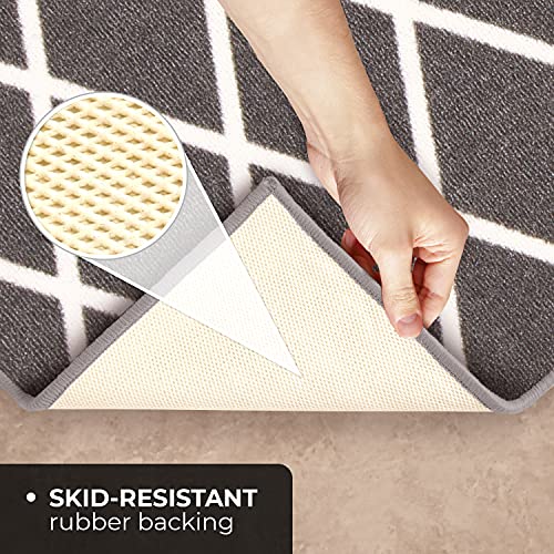House, Home and More Skid-Resistant Carpet Indoor Area Rug Floor Mat β Diamond Trellis Lattice β Misty Gray & Linen White β 2 Feet X 3 Feet