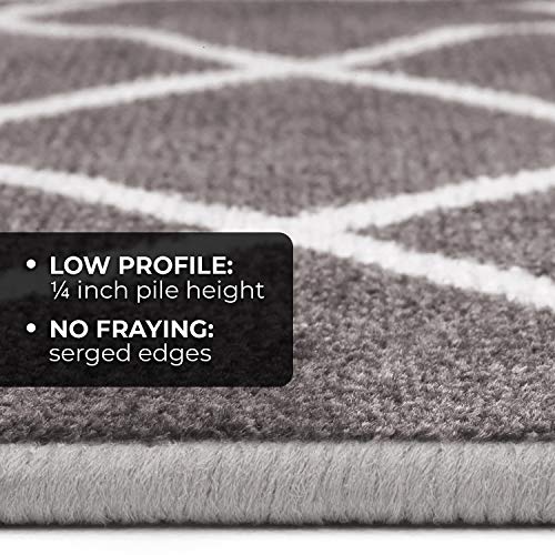 House, Home and More Skid-Resistant Carpet Indoor Area Rug Floor Mat β Diamond Trellis Lattice β Misty Gray & Linen White β 2 Feet X 3 Feet
