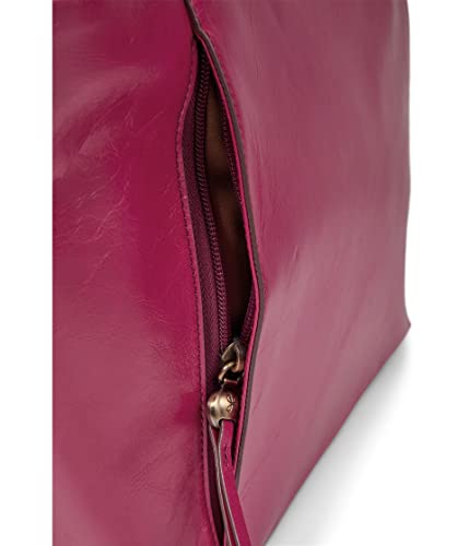 HOBO Haven Tote for Women - Leather Construction with Top Handles, Cotton Lining, Zippered Closure, and Stylish Tote Fuchsia One Size One Size