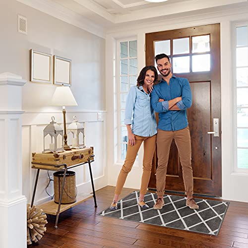 House, Home and More Skid-Resistant Carpet Indoor Area Rug Floor Mat β Diamond Trellis Lattice β Misty Gray & Linen White β 2 Feet X 3 Feet