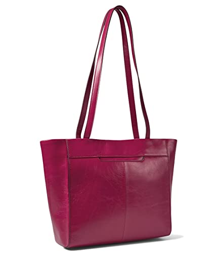 HOBO Haven Tote for Women - Leather Construction with Top Handles, Cotton Lining, Zippered Closure, and Stylish Tote Fuchsia One Size One Size