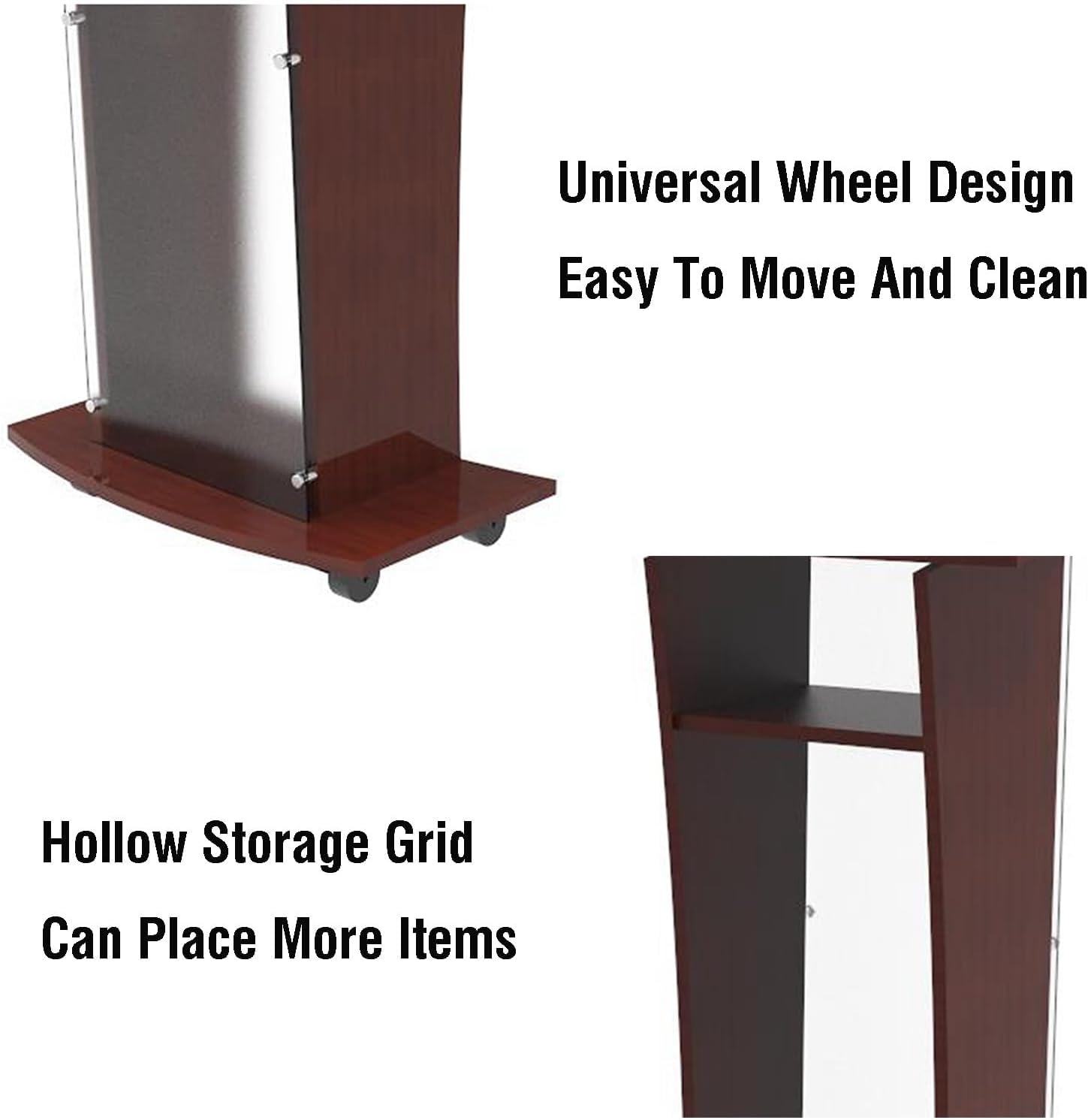 Large Podium Wooden Pulpits with Open Storage Shelves and Casters Lecterns Floor-Standing Presentation Stand Speaking Lectern