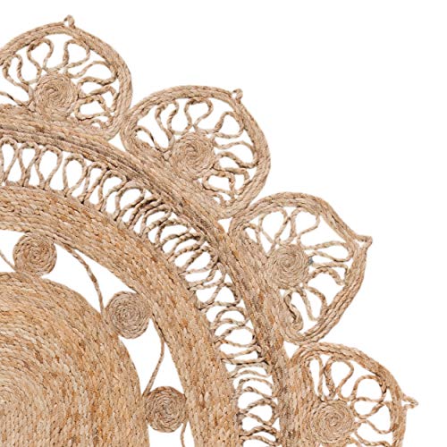 SAFAVIEH Natural Fiber Round Collection 4' x 6' Oval Natural NFB251A Handmade Boho Country Charm Jute Area Rug