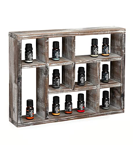 J JACKCUBE DESIGN Rustic Multi-Slot Shelf Cube Display 9 Compartment Shadow Box Wall mountable Shelf for Collection Square Freestanding Case Farmhouse Décor - MK570A (Rustic Wood)