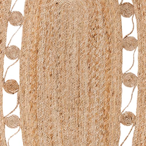 SAFAVIEH Natural Fiber Round Collection 4' x 6' Oval Natural NFB251A Handmade Boho Country Charm Jute Area Rug